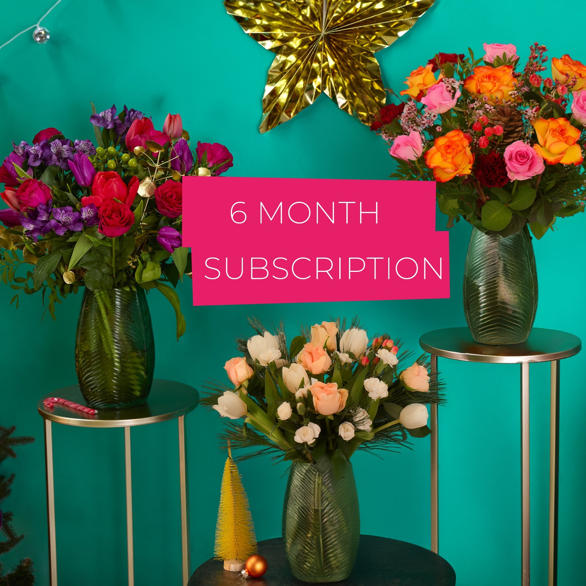 6 Month Christmas Gift Flower Subscription | Six Months of Flower ...