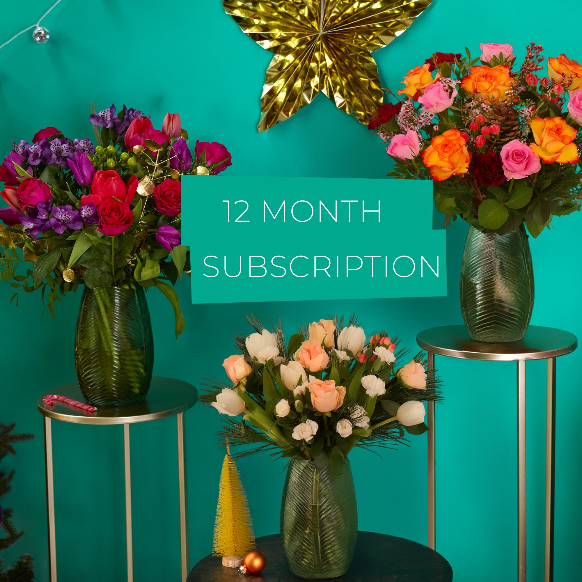 12 Month Christmas Gift Flower Subscription | A Year of Flower Bouquets ...